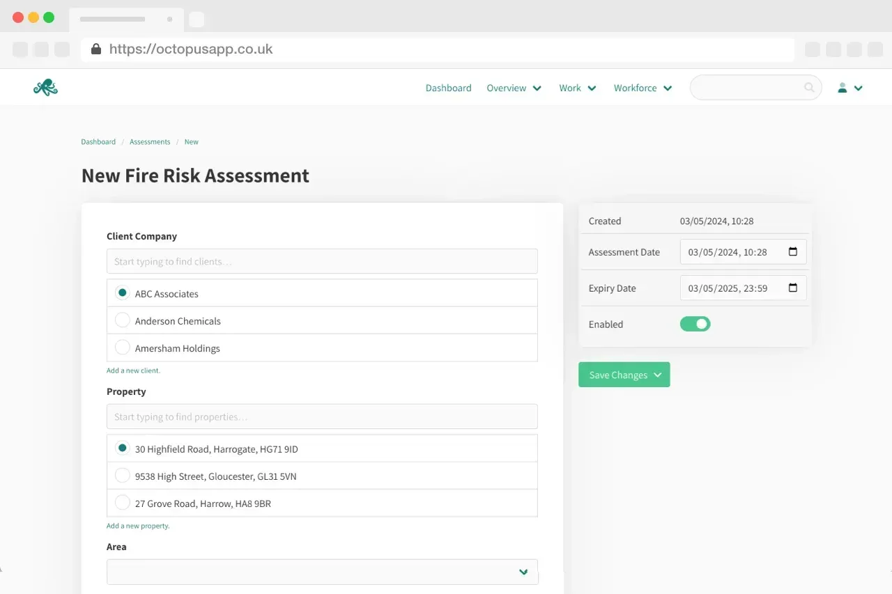Online Fire Risk Assessment | Octopus